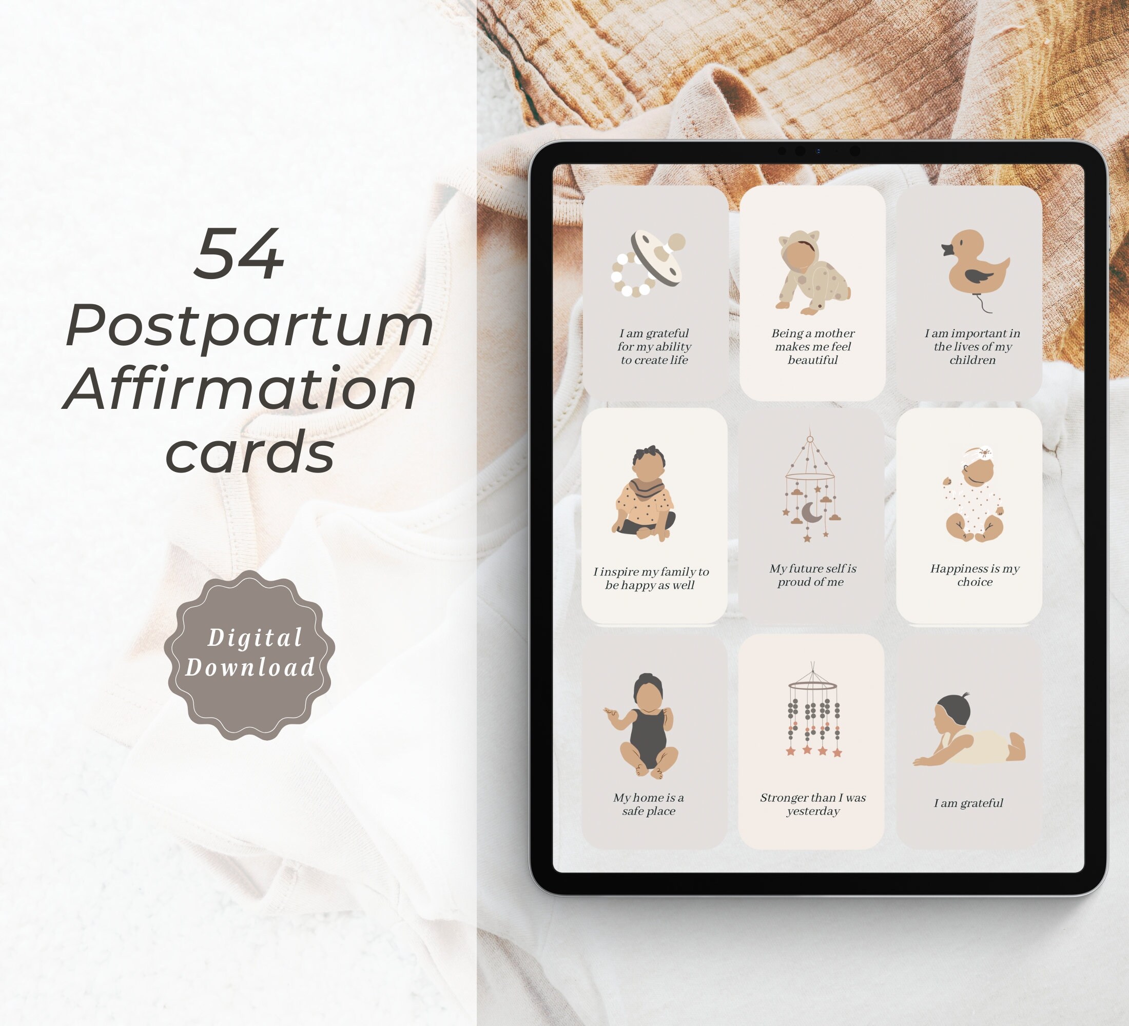 54 Printable Postpartum Affirmation Cards Mindfulness T Etsy