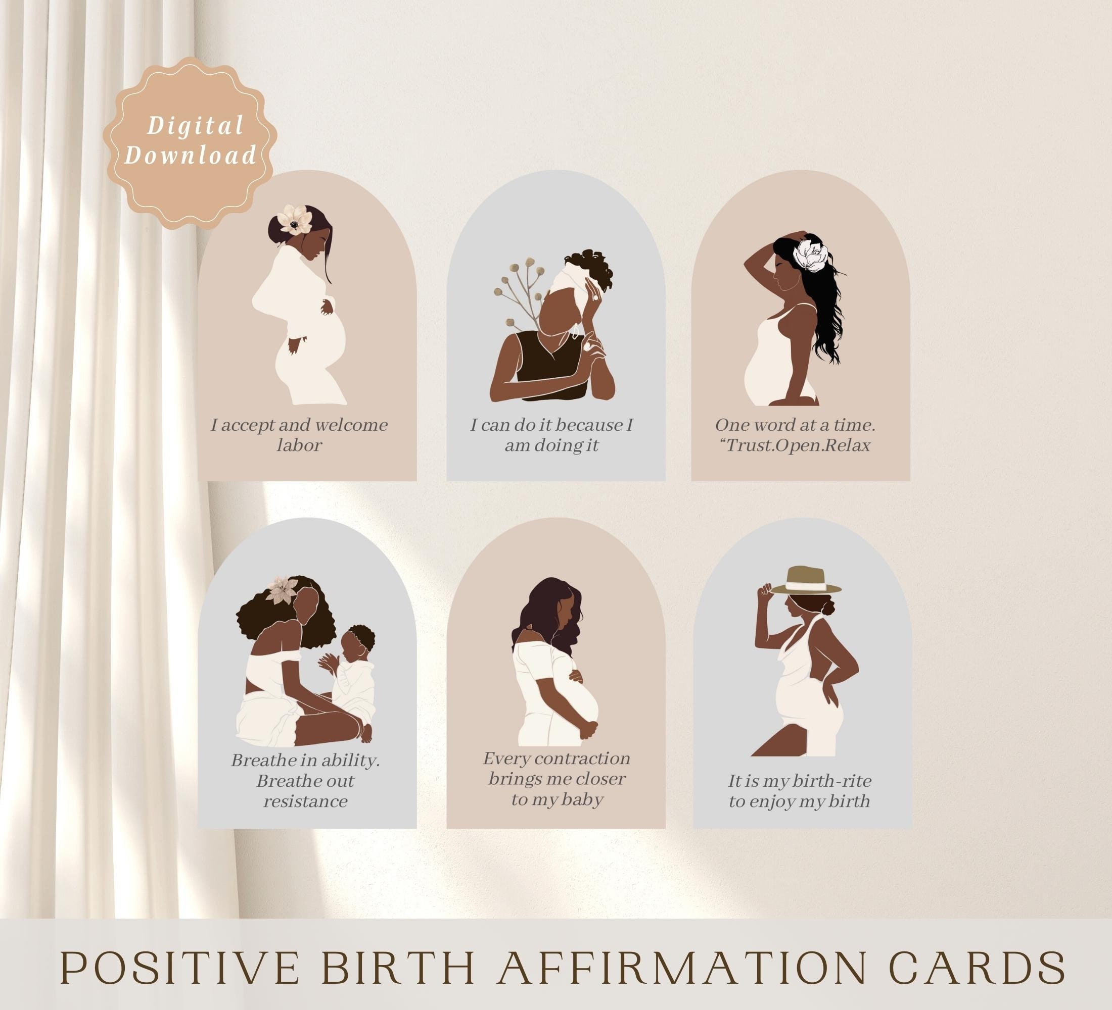 30 Printable Labor Affirmation Cards for Mom to Be, Birth Encouragement ...