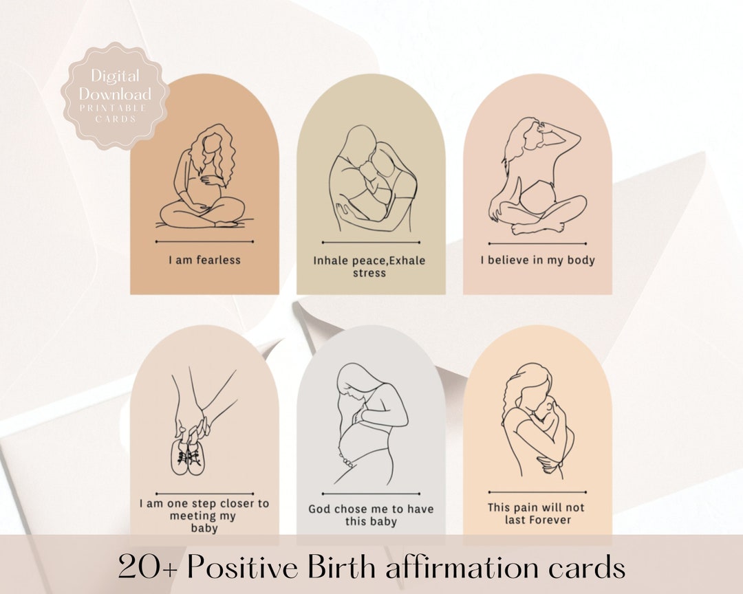 20 Printable Birth Support Cards for Labor, Mindful Birthing ...