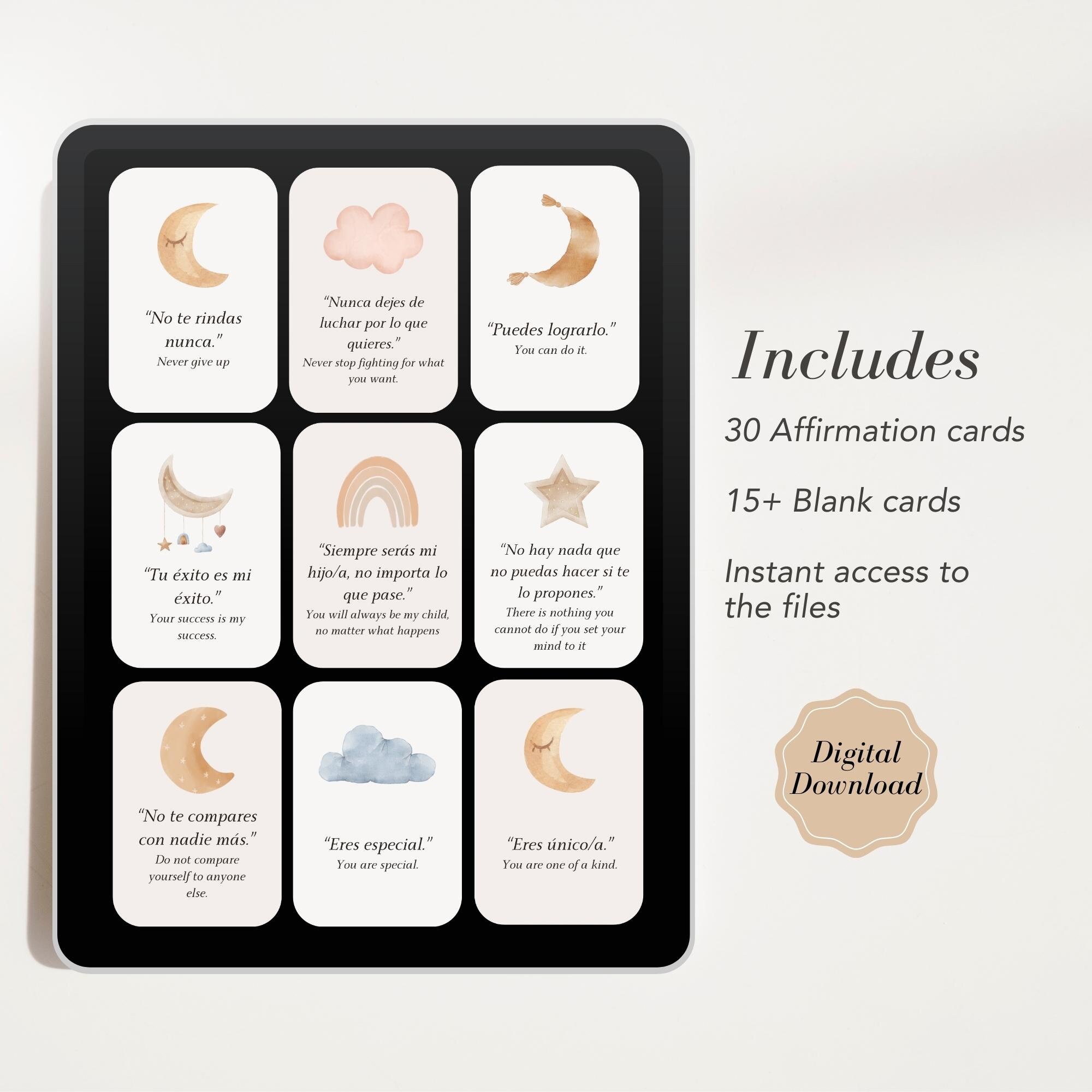 30 Bilingual Affirmations for Kids, Spanish English Affirmation Cards ...