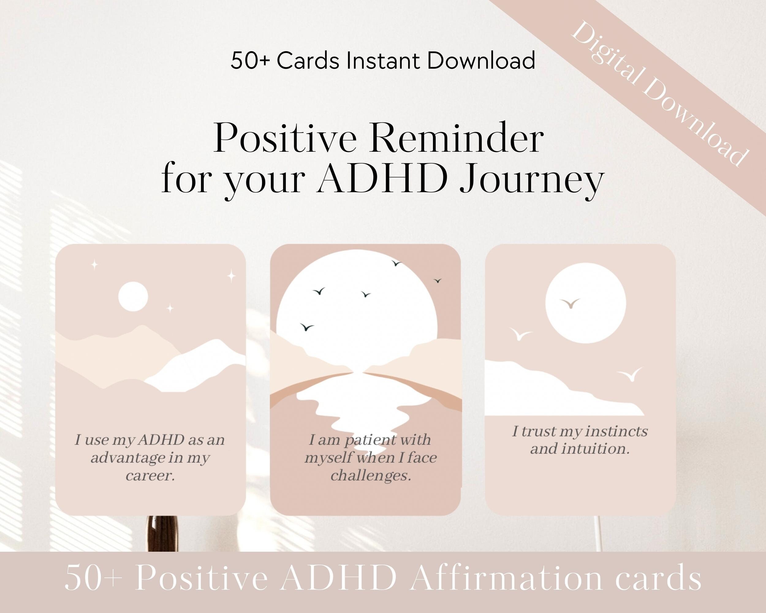 50 Printable ADHD Affirmation Cards, Positive Affirmations for ADHD ...