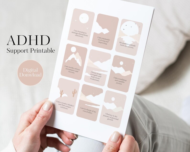50 Printable ADHD Affirmation Cards, Positive Affirmations for ADHD ...