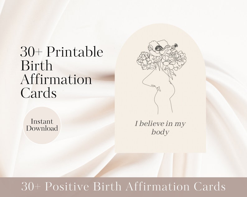 30+ Pregnancy Affirmation Printable Cards, Empowering Birth Quotes ...