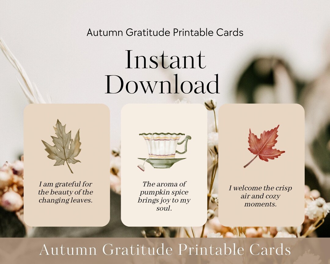 30 Positive Affirmation for Fall, Autumn-themed Cards, Mindfulness ...