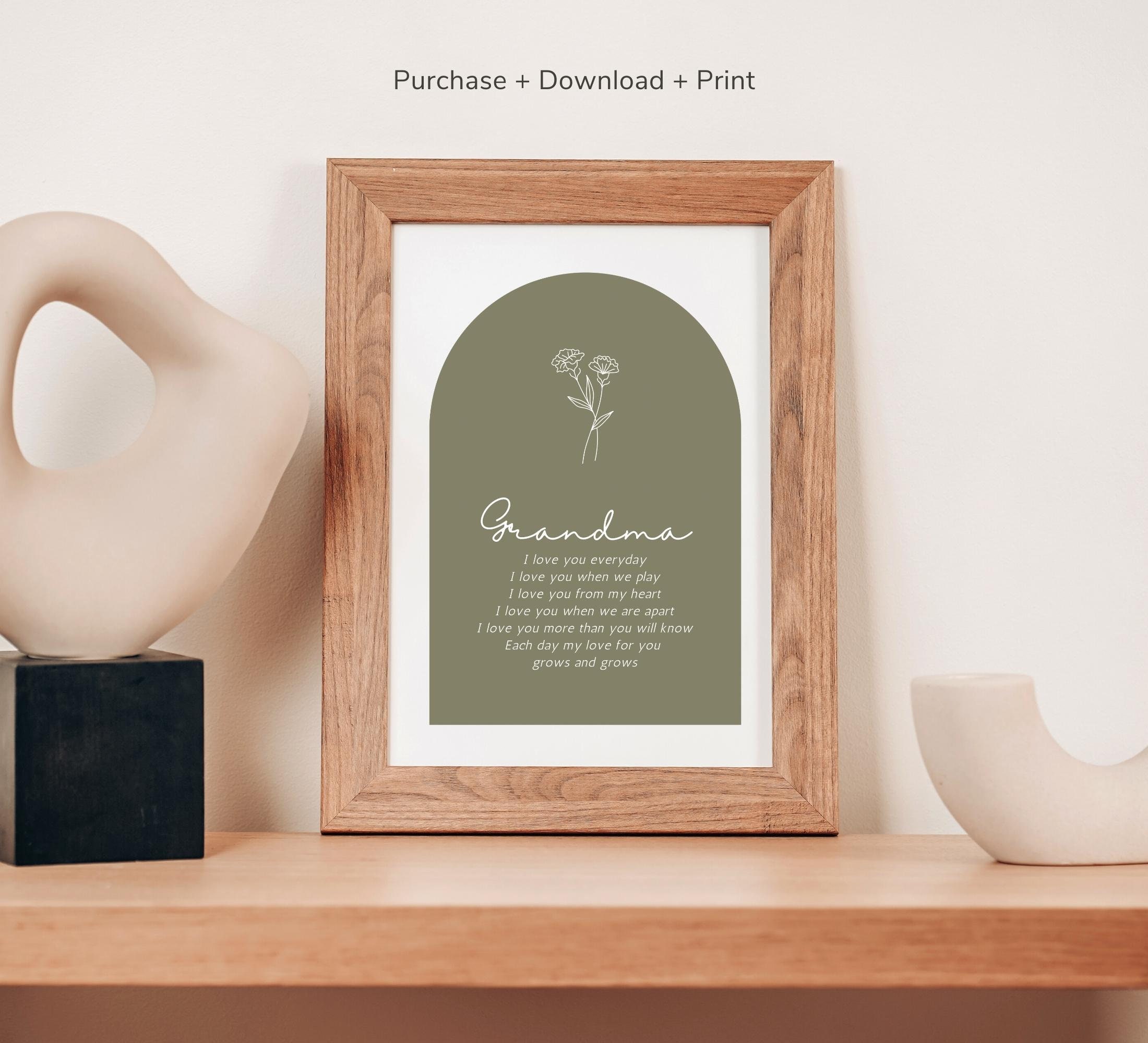 Grandma Saying Wall Decor, Digital Download Art, Minimal Floral Wall ...