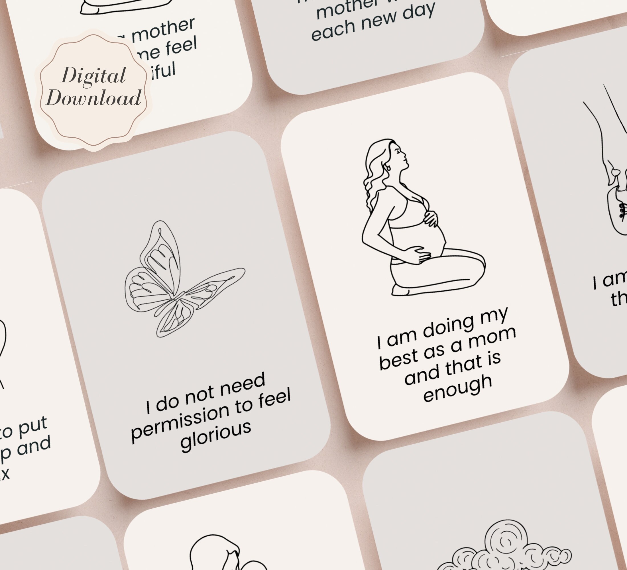 40 Printable Motivational Cards for Postpartum, New Mom Self-care ...