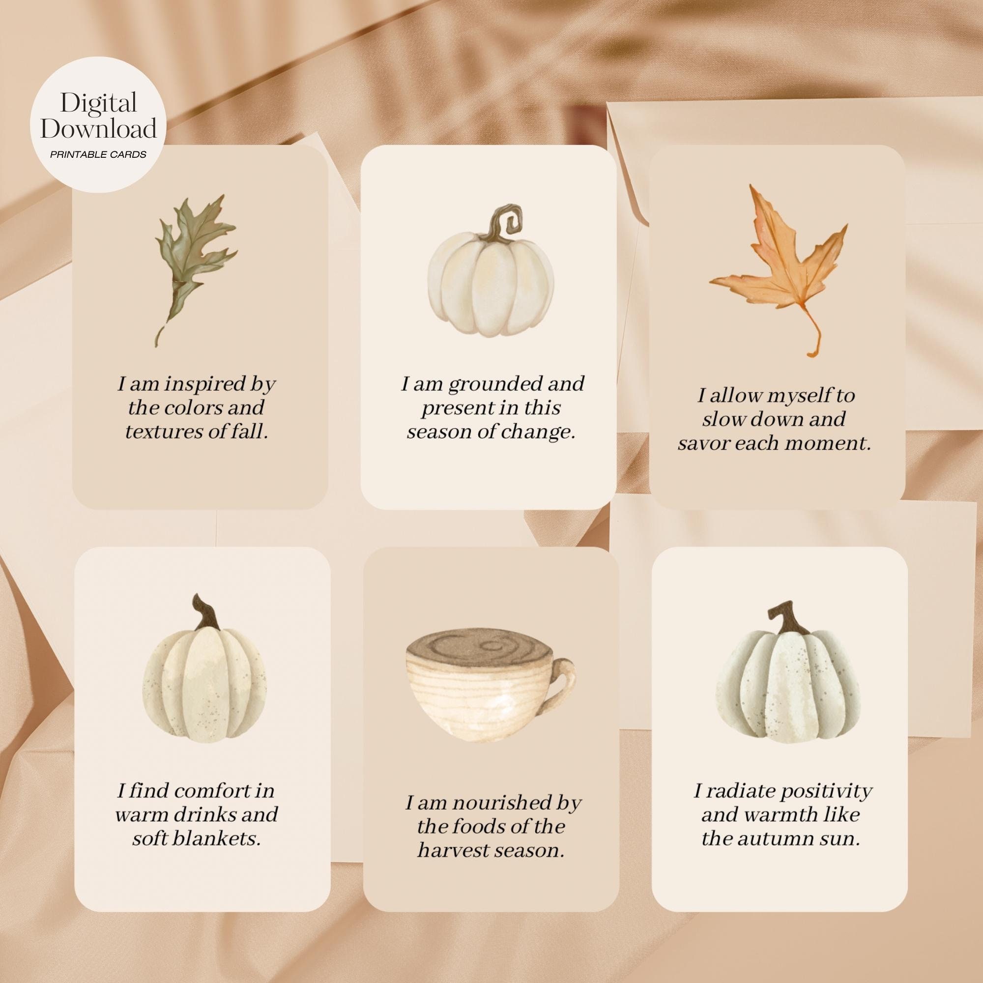 30 Cozy Autumn Positive Quotes, Printable Fall Mantras, Digital ...