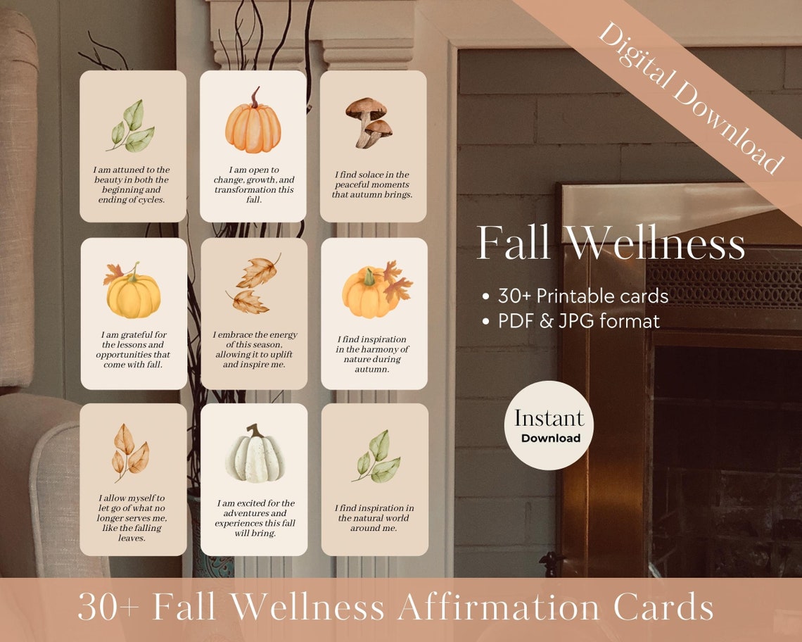 30 Cozy Autumn Positive Quotes, Printable Fall Mantras, Digital ...