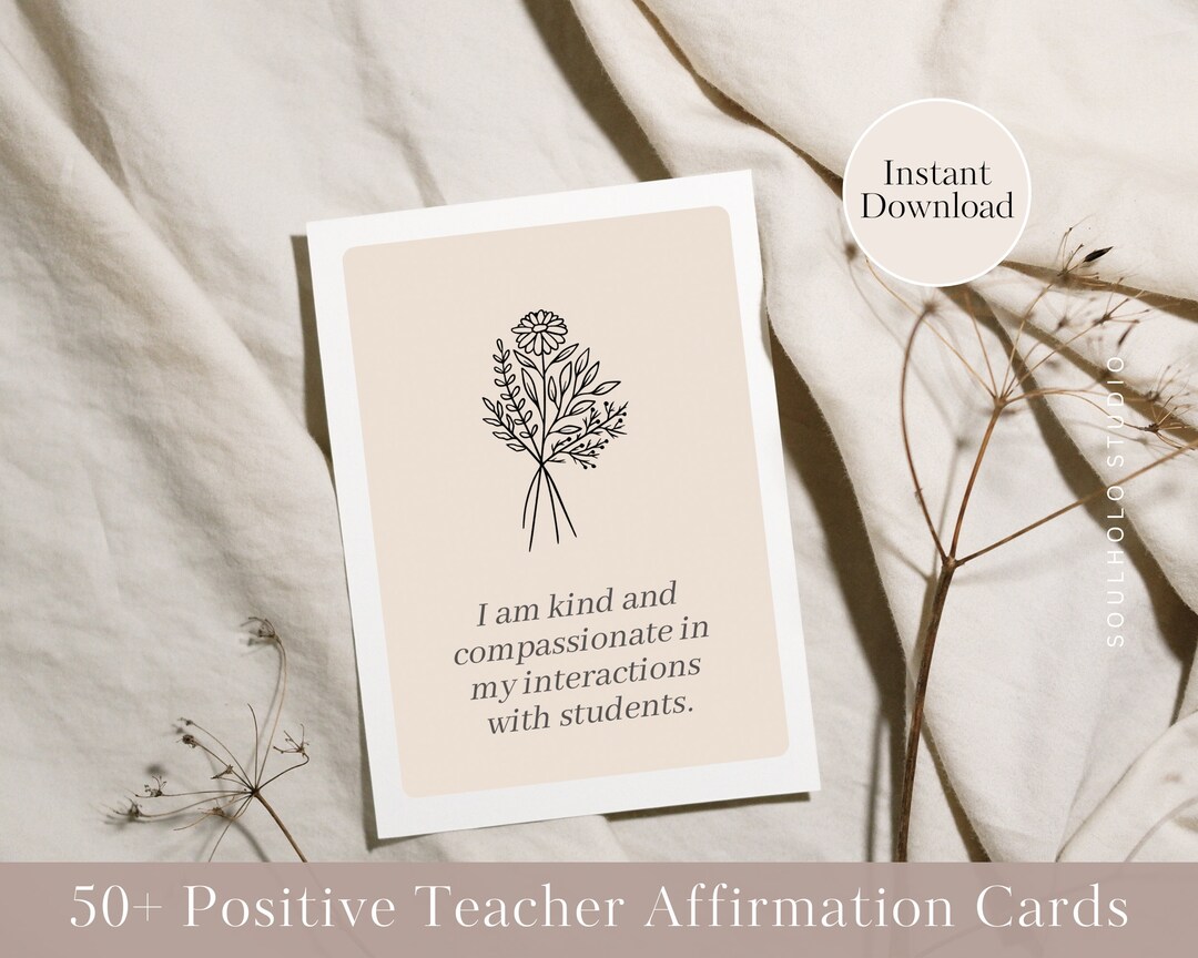50 Teacher Affirmation Cards Printable, Inspirational Cards for ...
