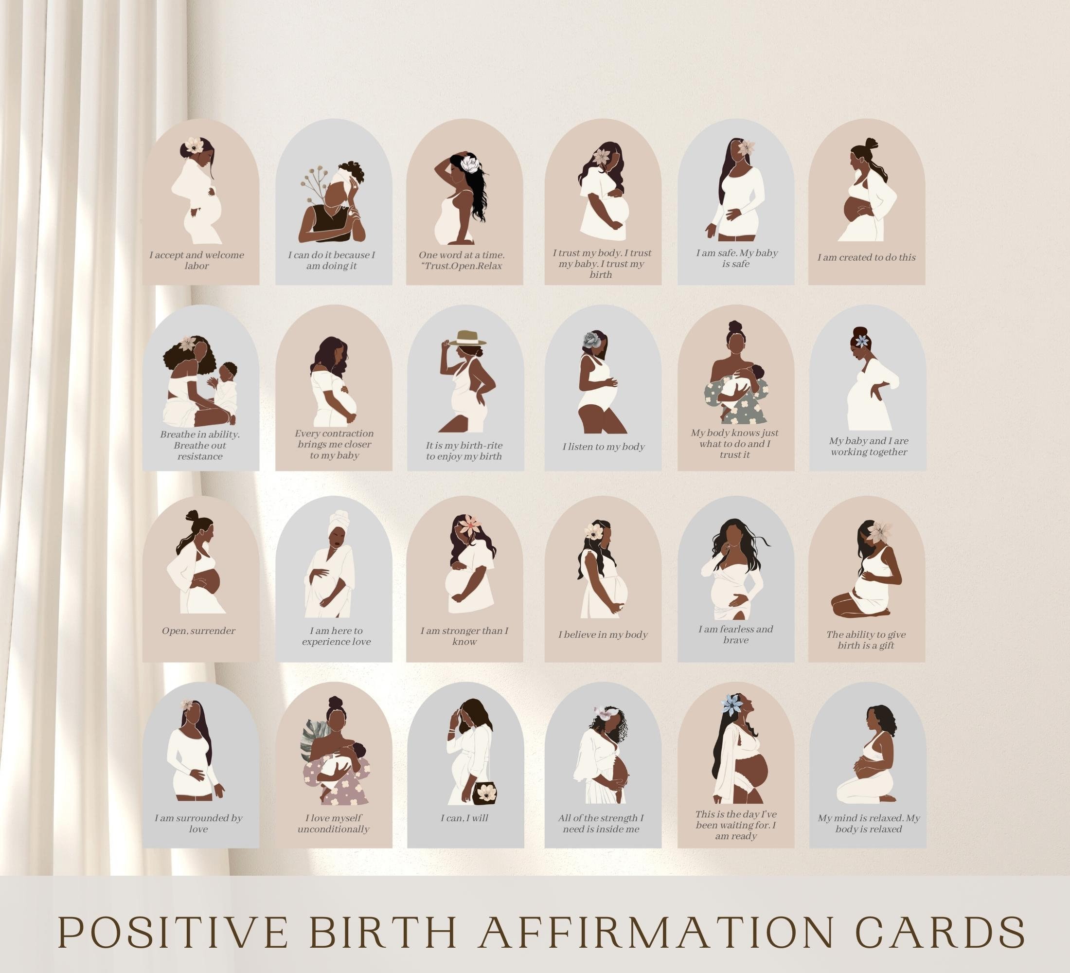 30 Printable Labor Affirmation Cards for Mom to Be, Birth Encouragement ...