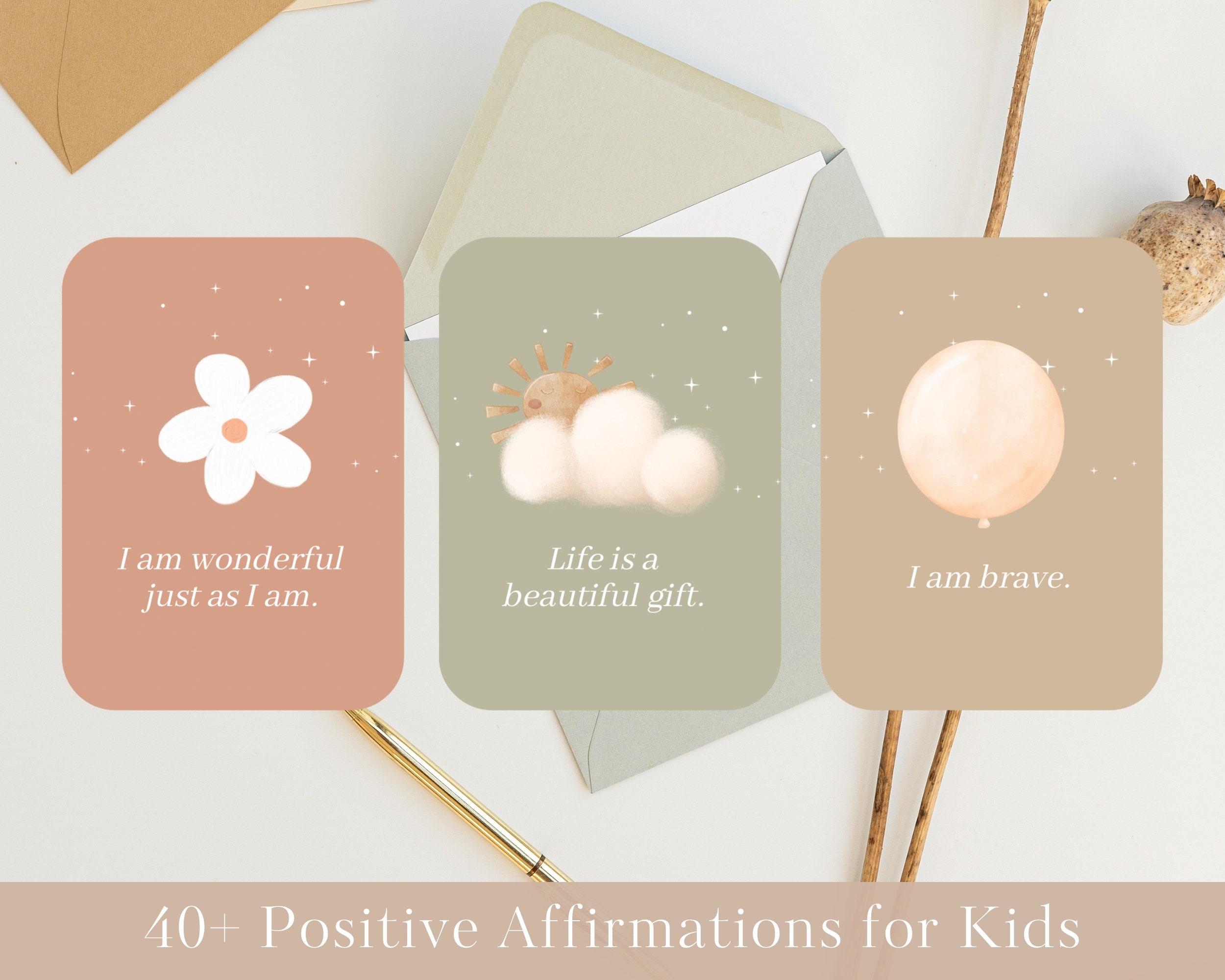 40 Printable Affirmation Cards for Children, Mindfulness Card for Kids ...