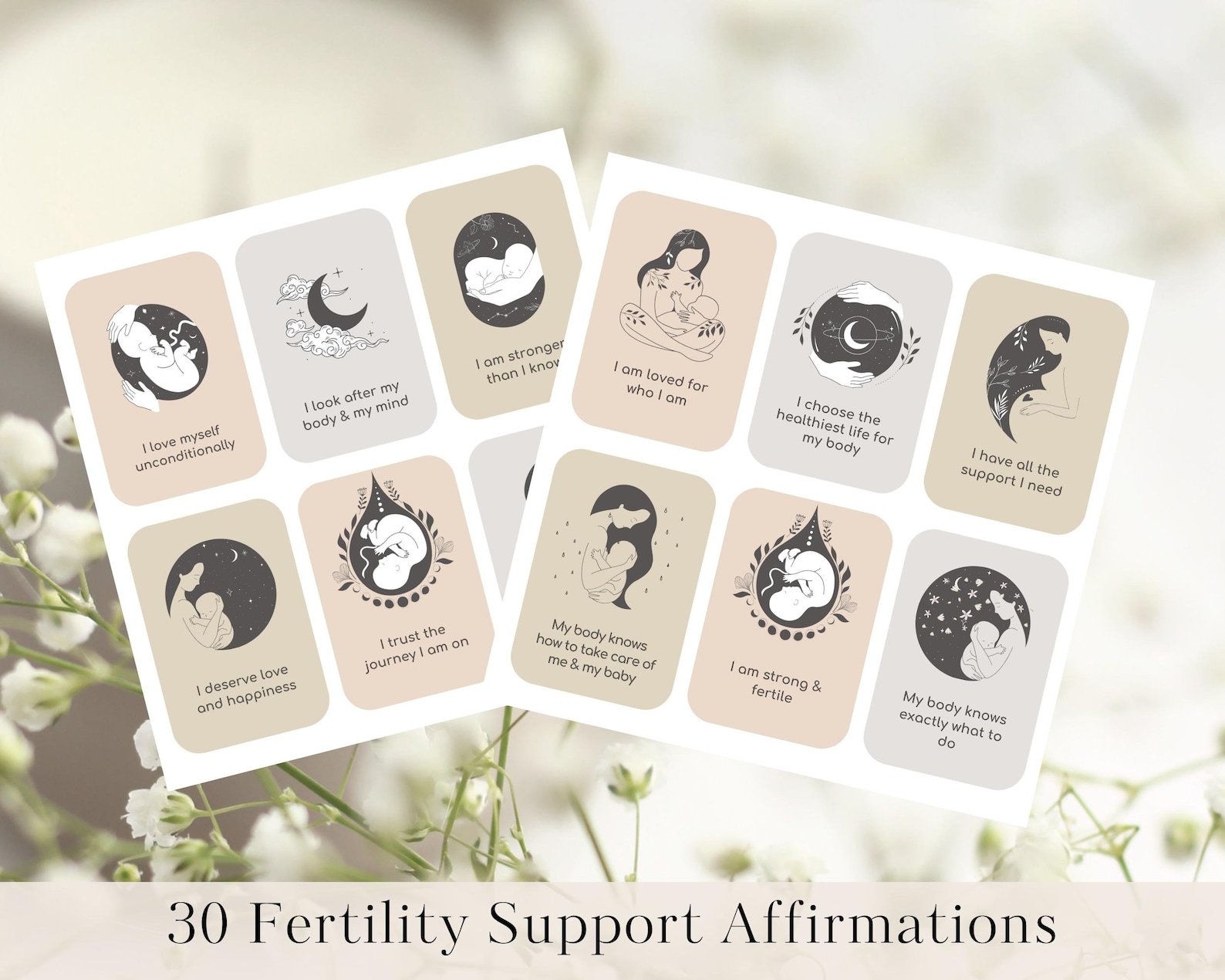 30 Fertility Affirmation Cards for IVF Moms, Printable IVF Support Gift ...