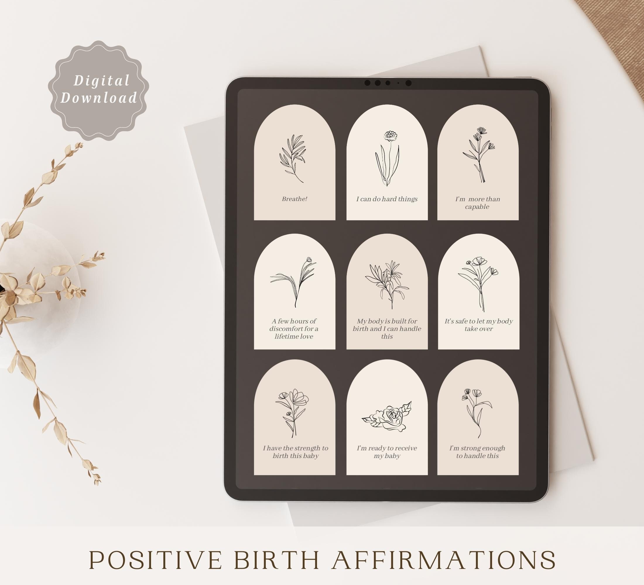 30+ Pregnancy Affirmation Cards, Floral Birth Mantras, Labor and ...