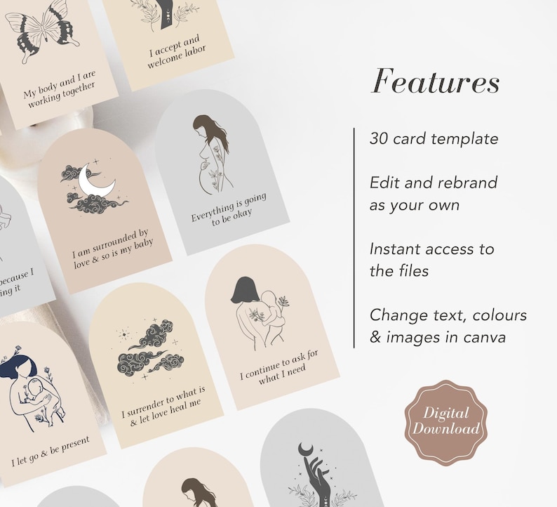 30 Editable Birth Affirmation Cards Positive Affirmations for - Etsy
