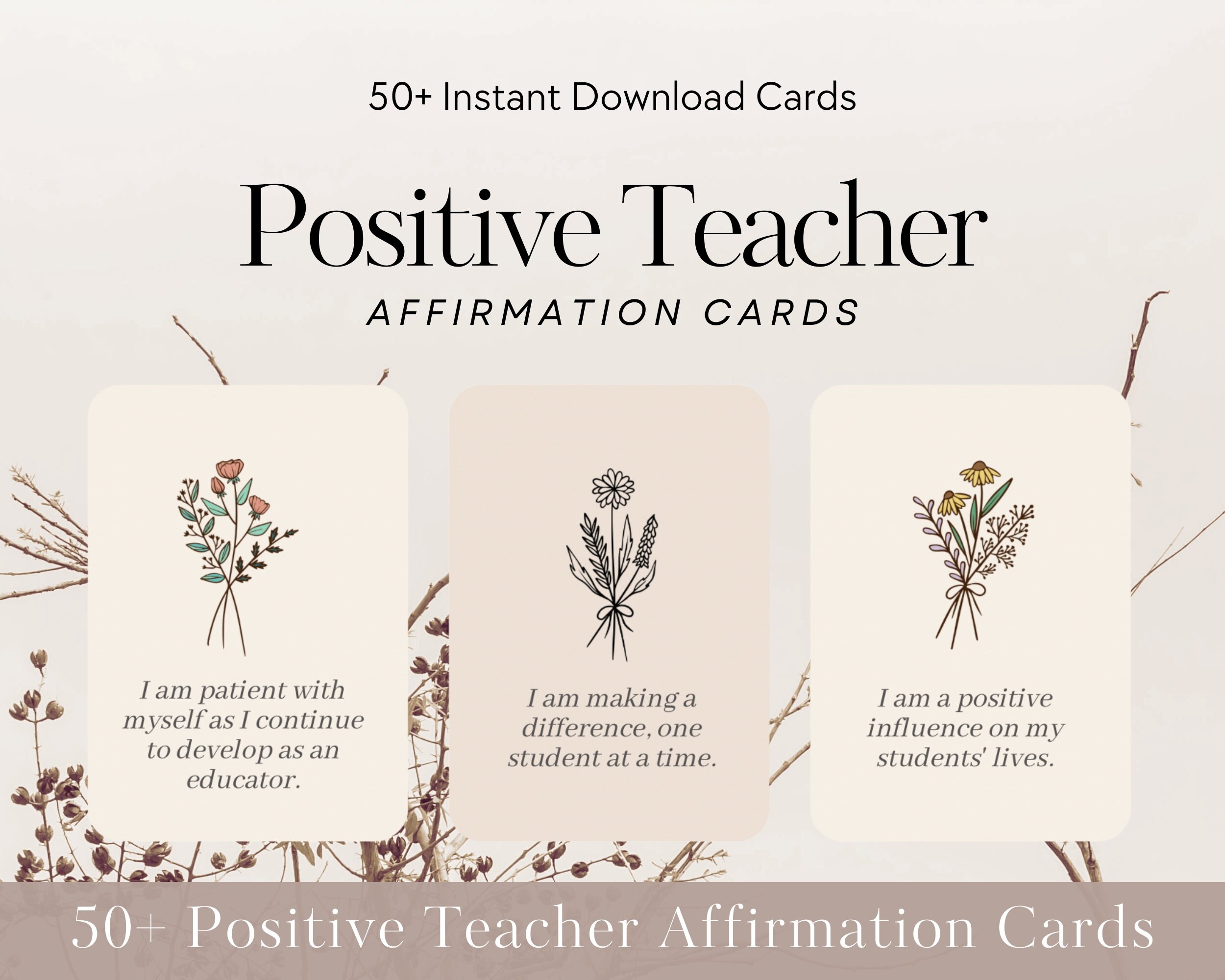 50+ Teacher Affirmation Printable Cards, First Time Teacher ...