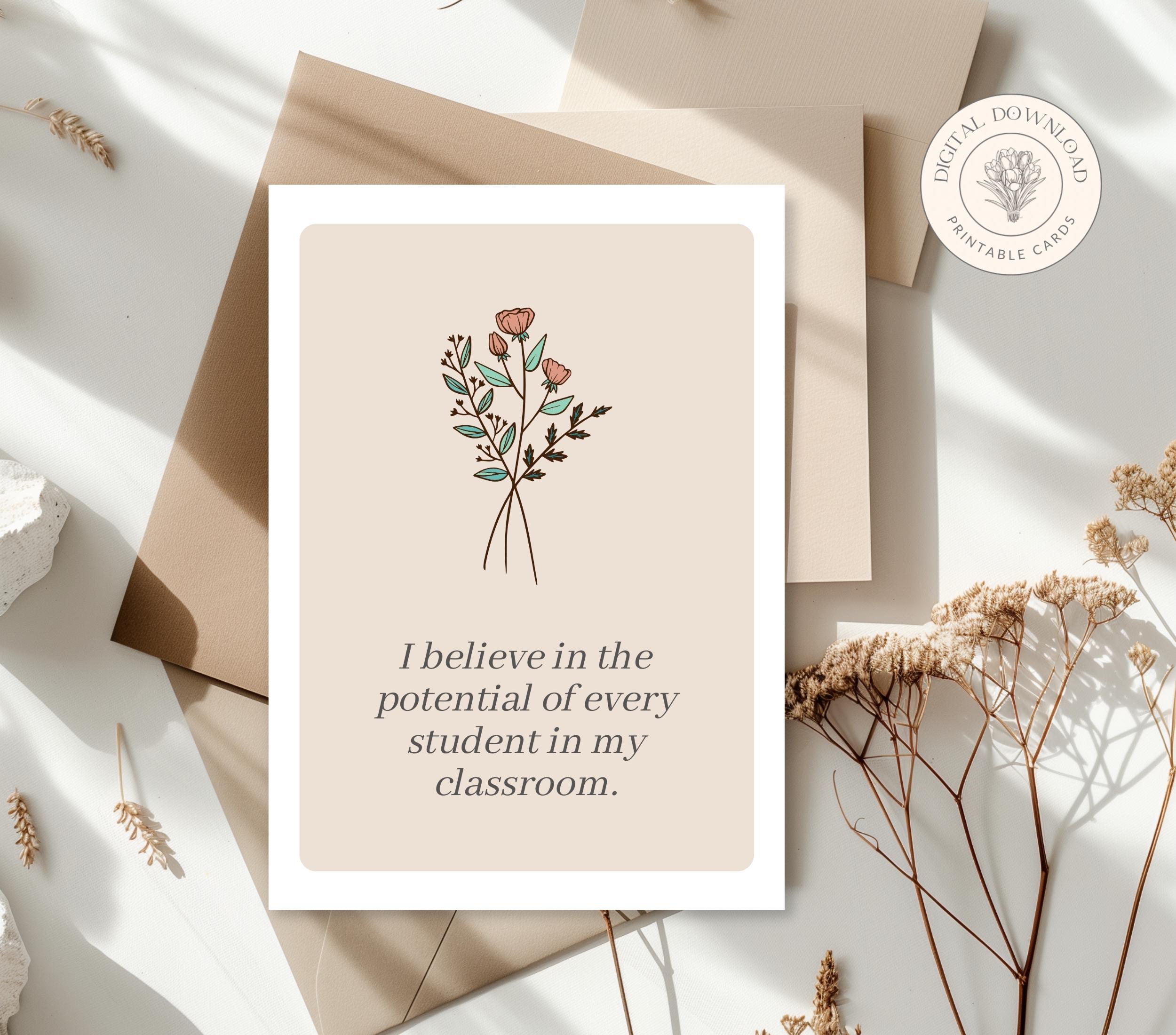 50+ Teacher Affirmation Printable Cards, Motivational Teacher Mantras ...