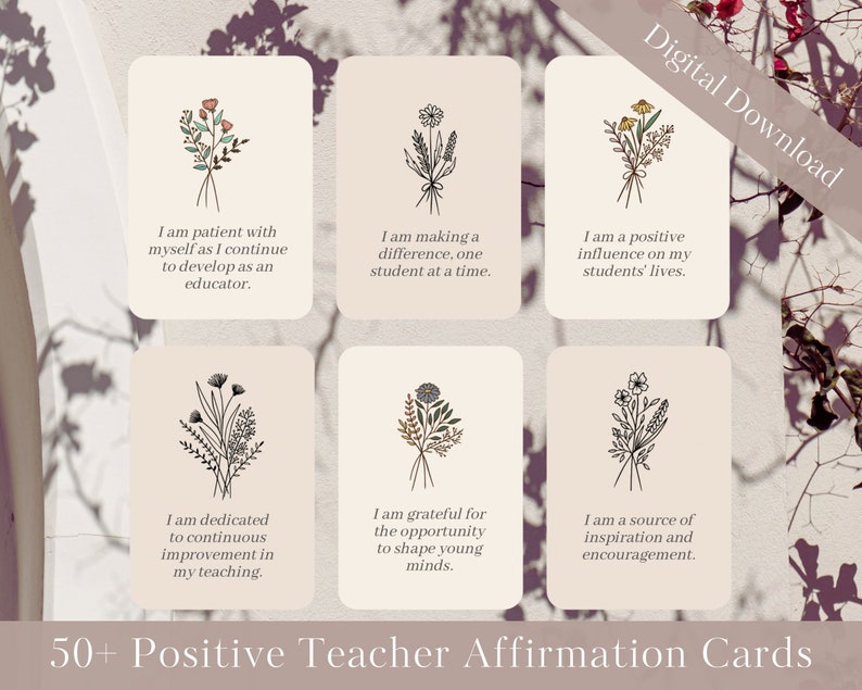 50+ Teacher Affirmation Printable Cards, First Time Teacher ...