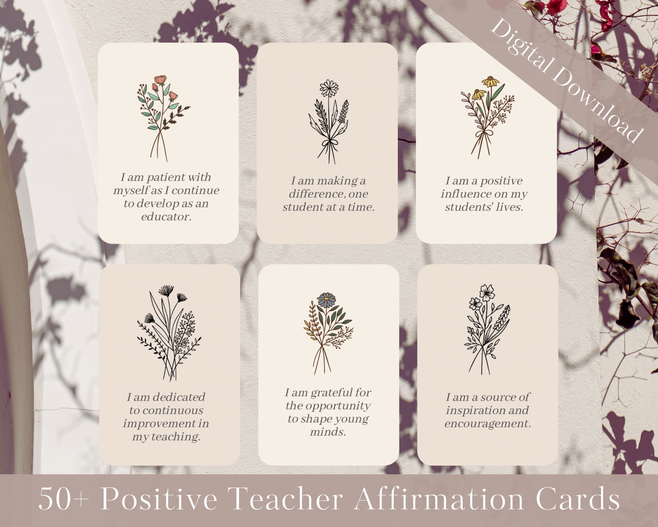 50+ Teacher Affirmation Printable Cards, First Time Teacher ...