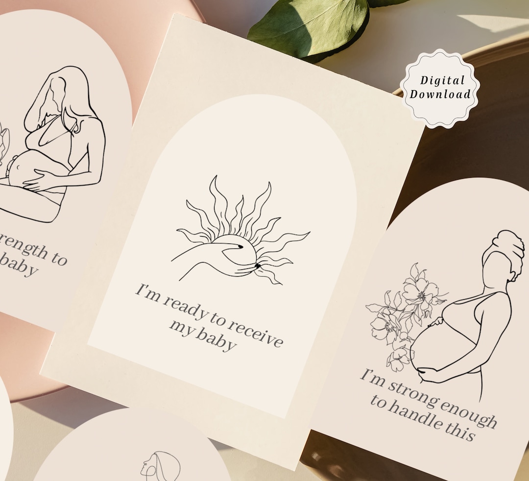 Set of 36 Doula and Birth Affirmation Printable Cards, Encouraging ...