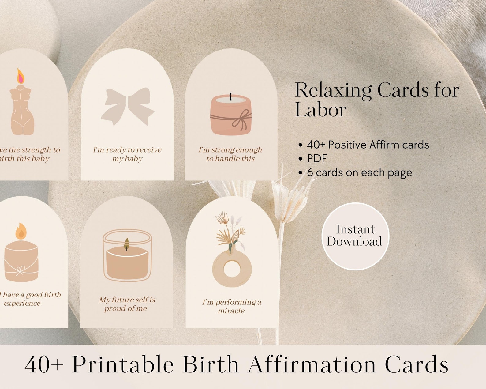 40+ Positive Pregnancy Affirmation Cards, Printable Birth Mantra Cards ...