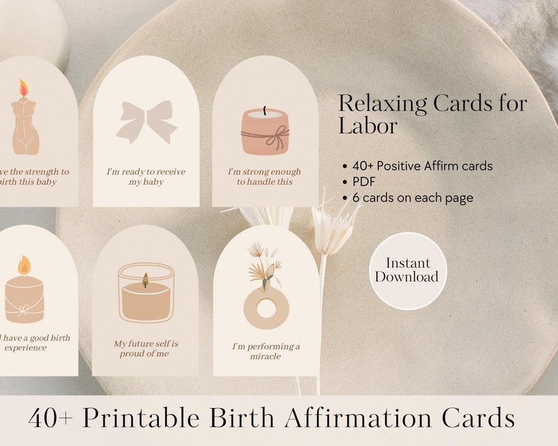 40+ Positive Pregnancy Affirmation Cards, Printable Birth Mantra Cards ...