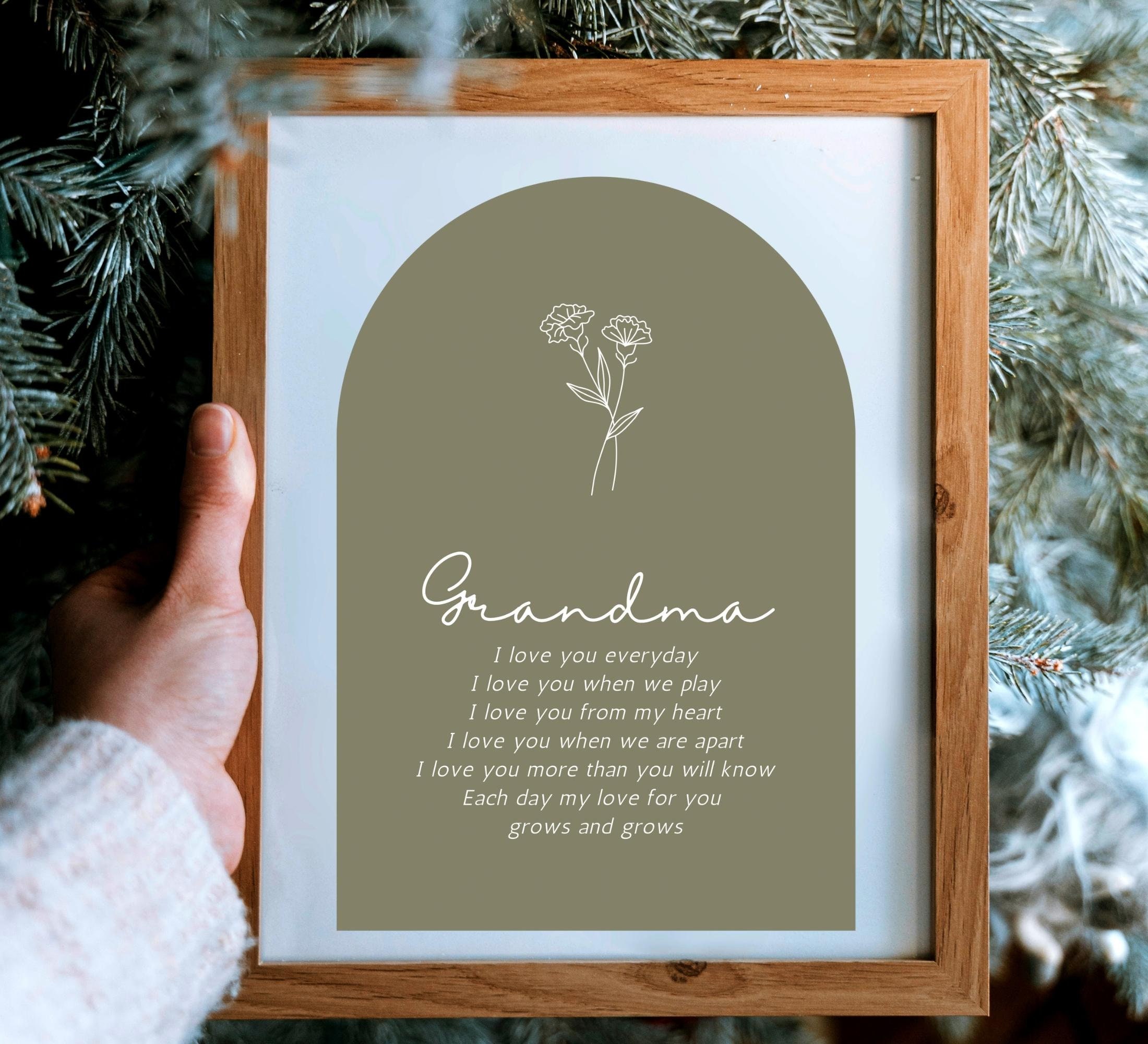 Grandma Saying Wall Decor, Digital Download Art, Minimal Floral Wall ...