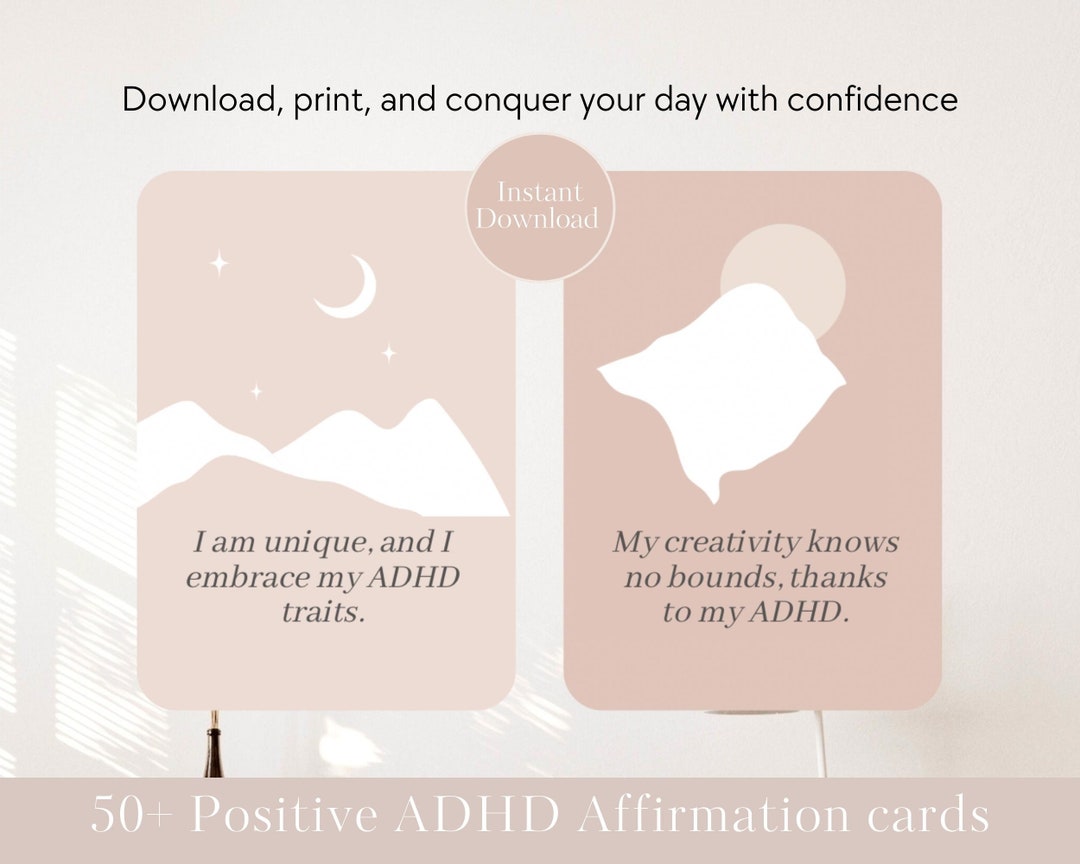 50 Printable ADHD Affirmation Cards, Positive Affirmations for ADHD ...