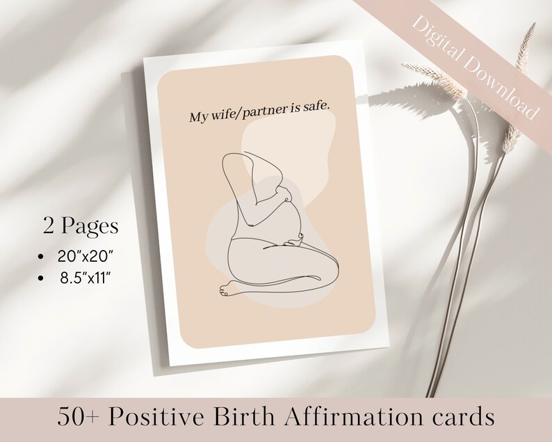 40 Minimal Birth Affirmation Printable Cards Positive Birth Quotes ...