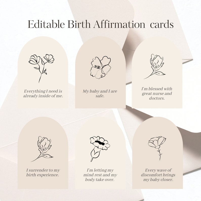 30+ Editable Pregnancy Affirmation Cards, Positive Birth Mantras, Labor ...