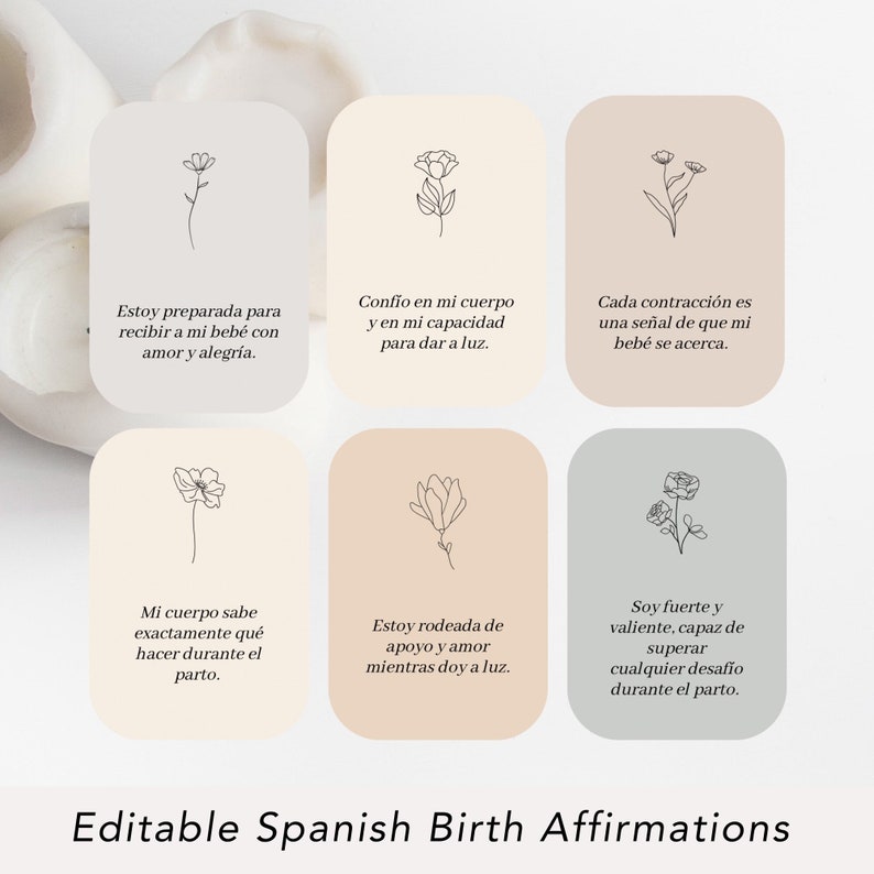 40+ Affirmation Cards for Labor in Spanish and English, Uplifting Labor ...