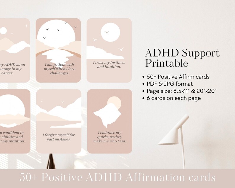 50 Printable ADHD Affirmation Cards, Positive Affirmations for ADHD ...