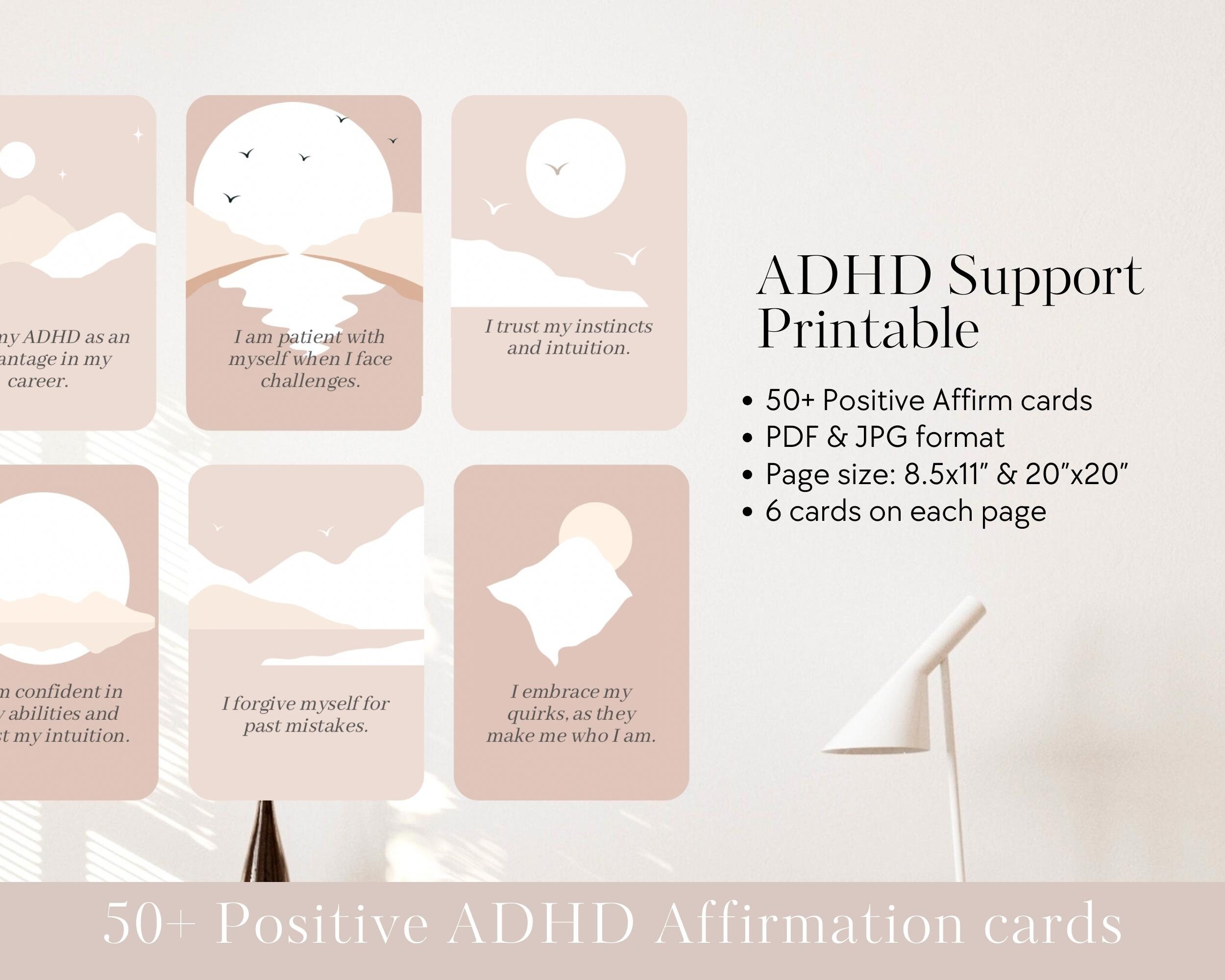50 Printable ADHD Affirmation Cards, Positive Affirmations for ADHD ...