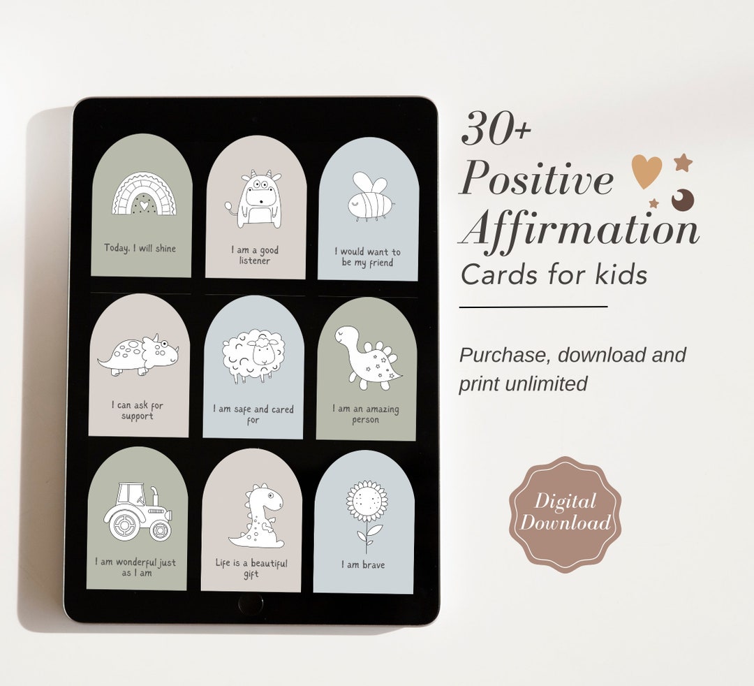 30 Printable Positivity Cards for Kids, Motivational Cards for Toddler ...