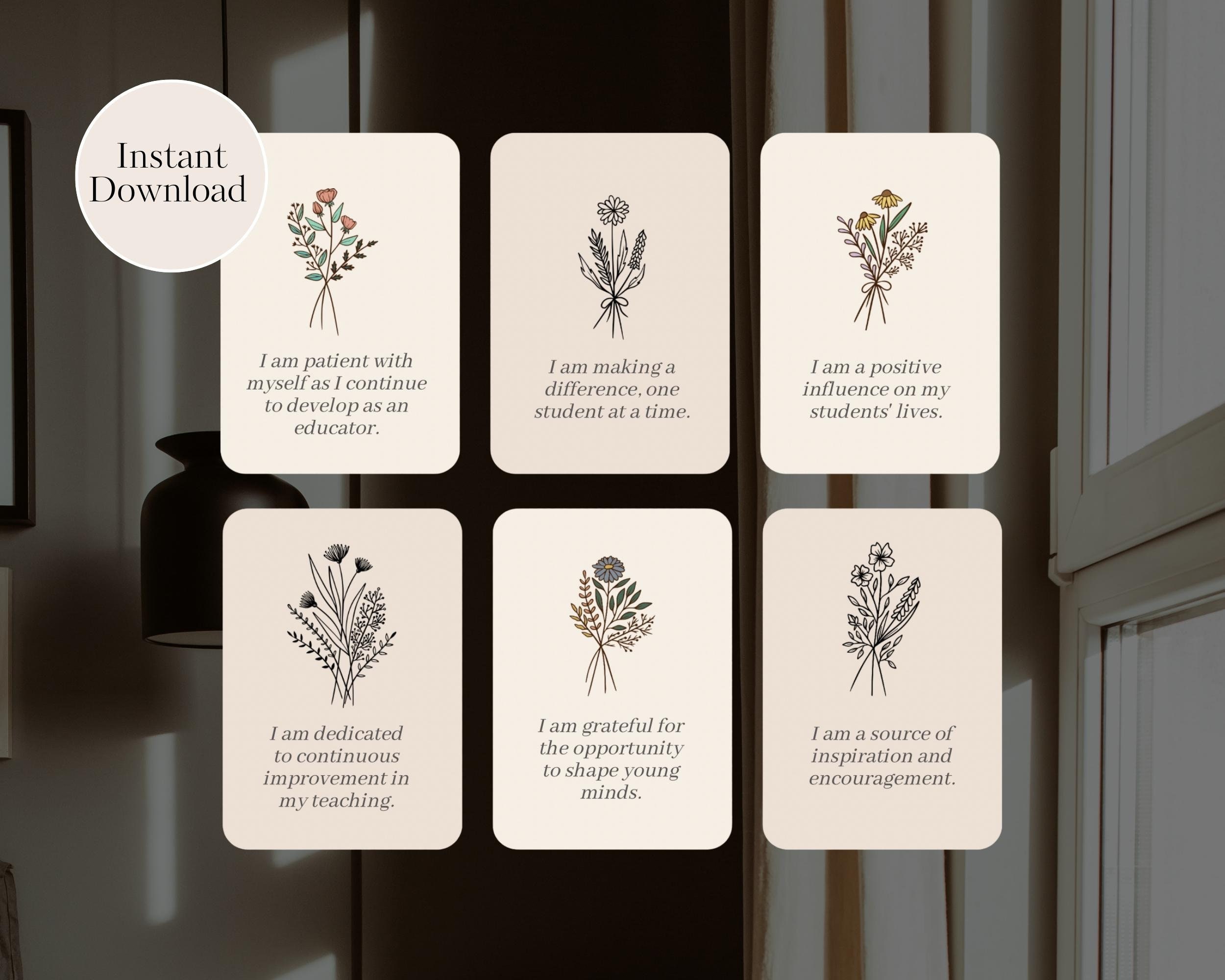 50 Teacher Affirmation Printable Cards, Motivational Teacher Mantras ...