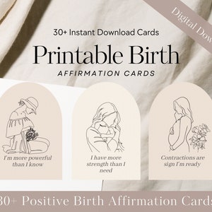 Positive Birth Affirmation Cards, 36 Printable Labor Cards, Pregnancy ...