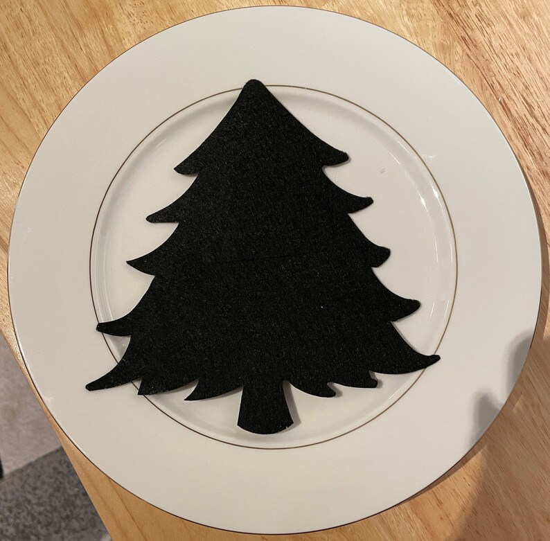 Set of 4, Pine Tree, Felt Cutlery Holder Pocket, Felt Decor, Felt ...