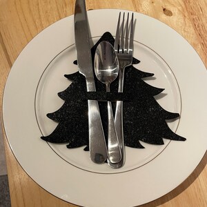 Set of 4, Pine Tree, Felt Cutlery Holder Pocket, Felt Decor, Felt ...