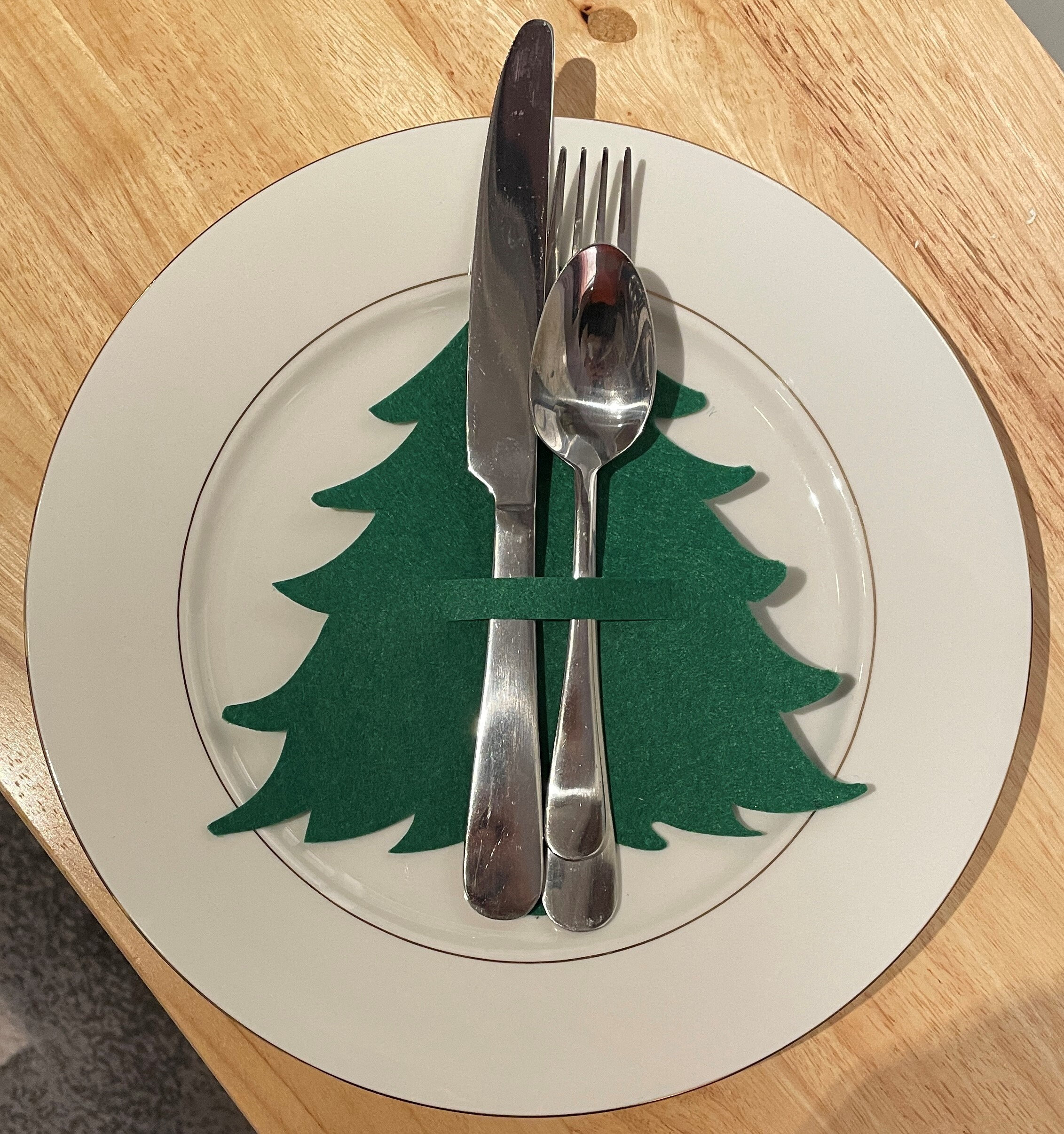 Set of 4, Pine Tree, Felt Cutlery Holder Pocket, Felt Decor, Felt ...