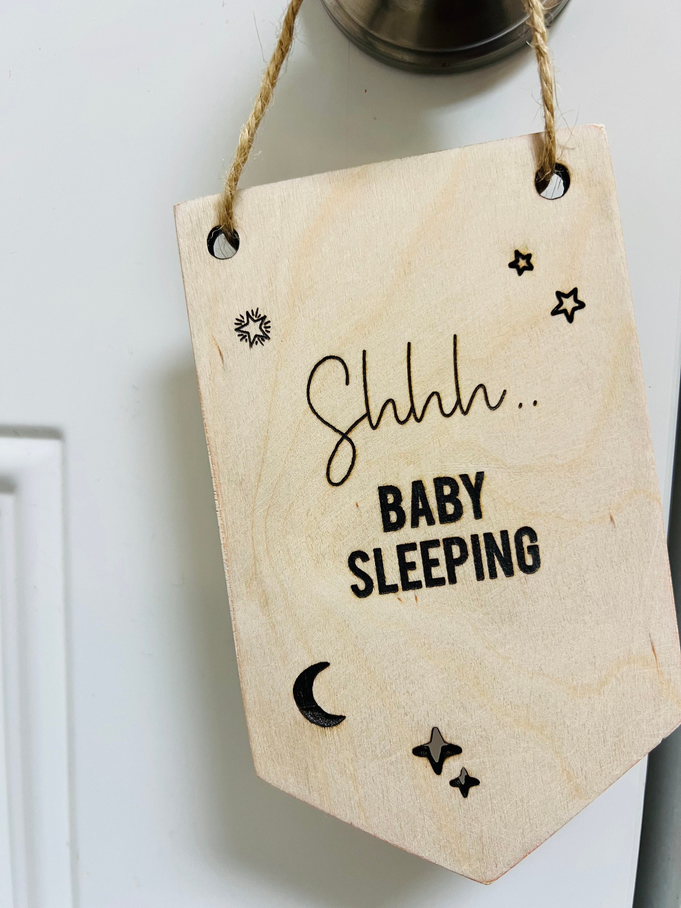 Shhh Baby is Sleeping Sign, Wood Door Sign, Do Not Disturb Sign, Handmade Baby Door Sign, Baby ...