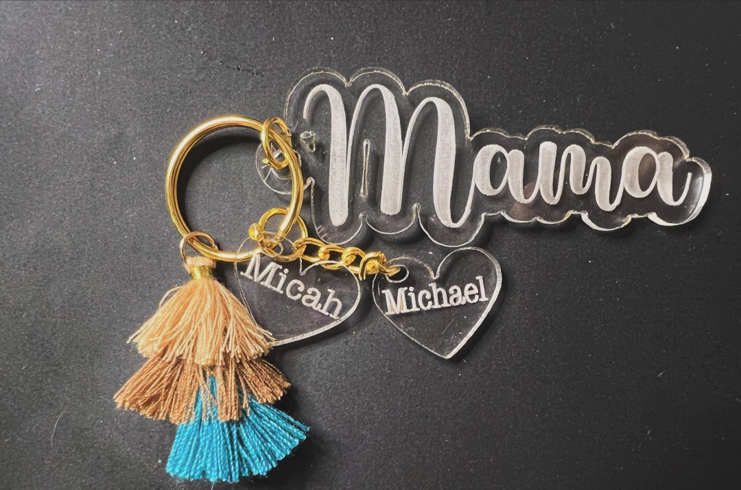 Personalized Mama Keychain, Acrylic Keychain, Cute Keychain, Mothers ...
