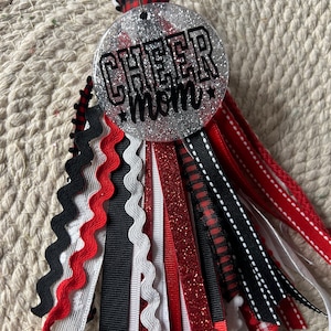 Cheer Mom Tag & Tassel Keychain - Personalized Red Bogg Bag Charm ...