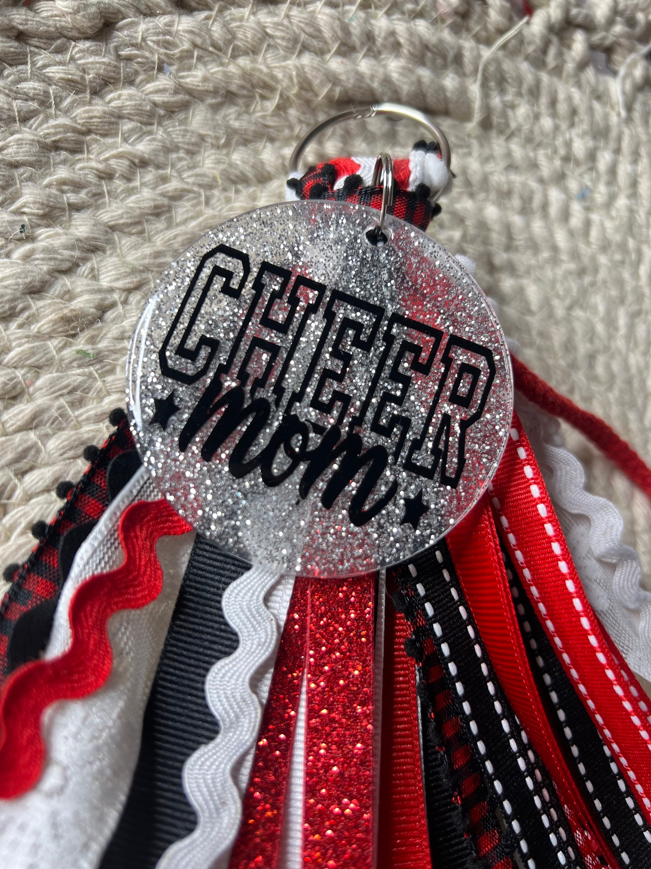 Cheer Mom Tag & Tassel Keychain Personalized Red Bogg Bag Charm Tassel ...