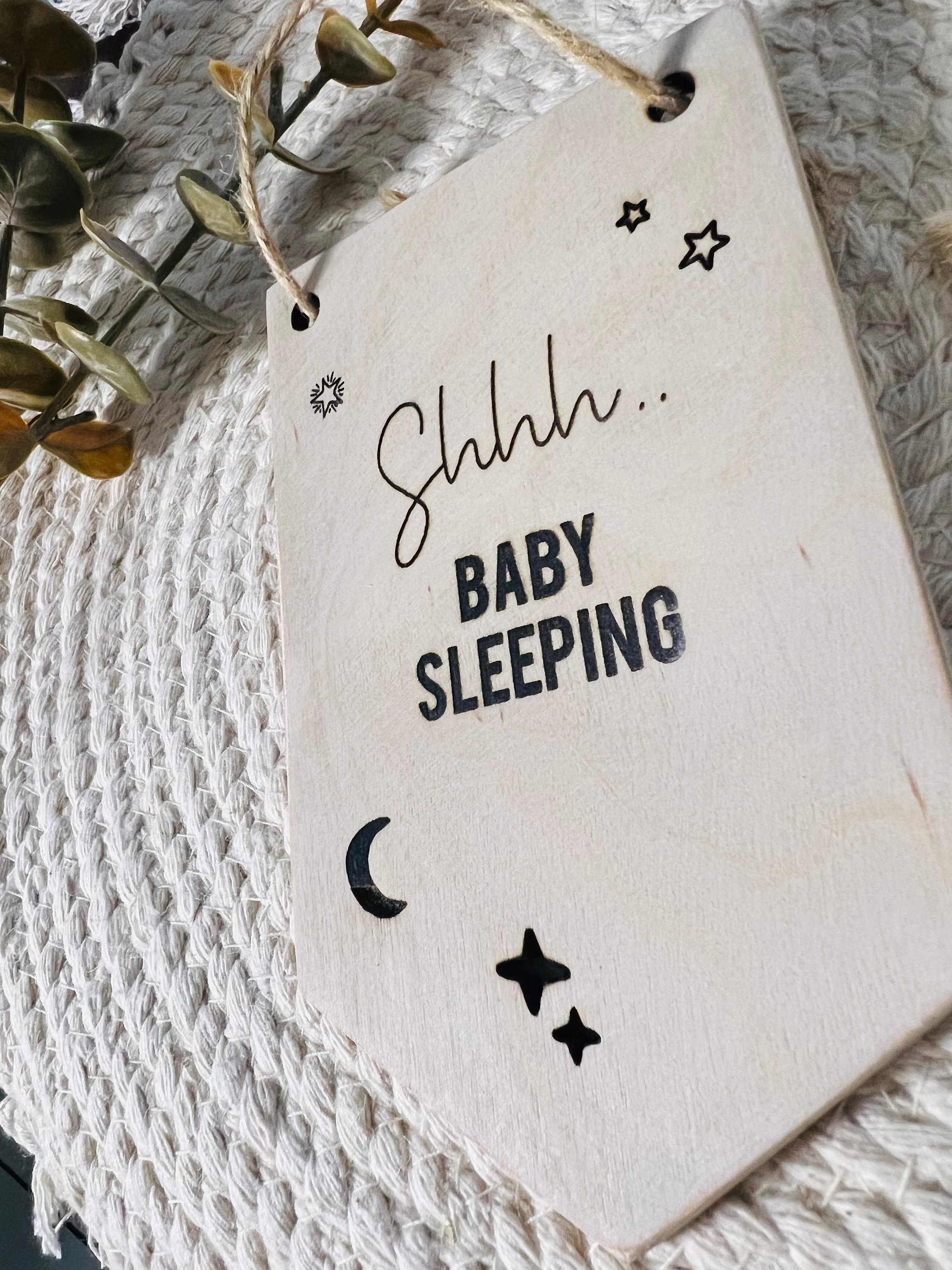 Shhh Baby is Sleeping Sign, Wood Door Sign, Do Not Disturb Sign, Handmade Baby Door Sign, Baby ...