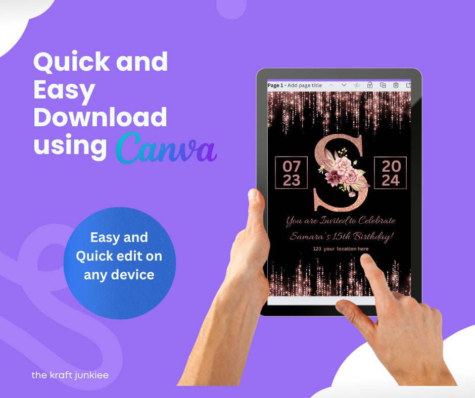 Editable Digital Invitation Template - Customizable Event Invite Gold ...