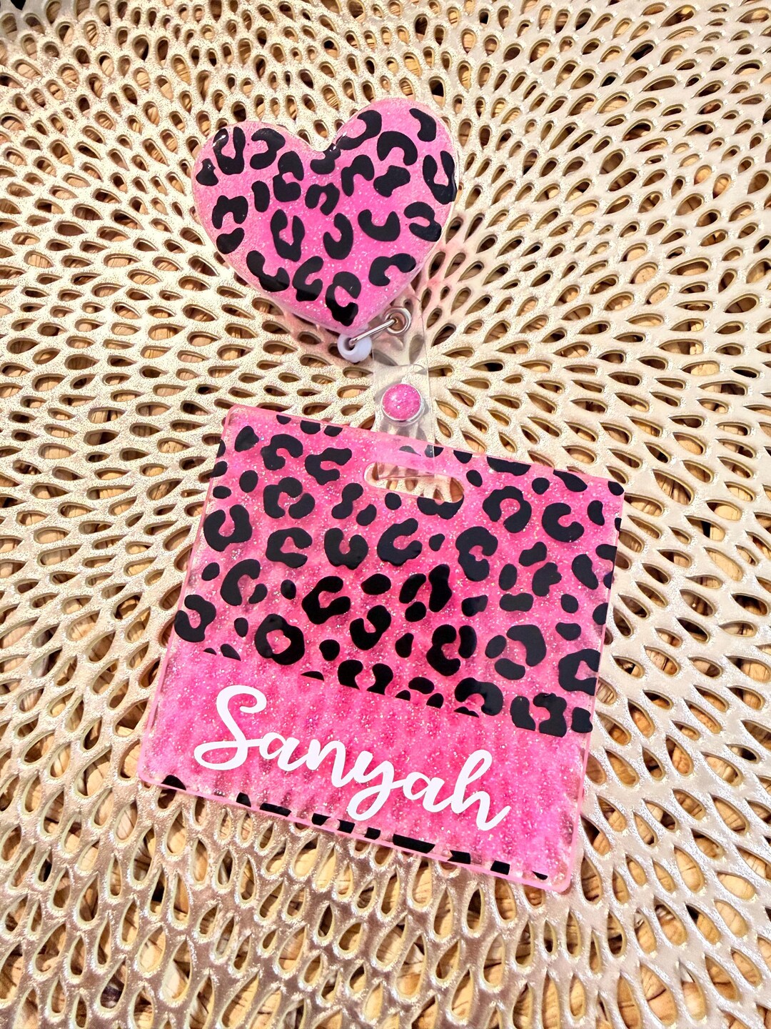 Pink Leopard Badge Reel, Leopard Buddy Badge Set, Nurse Badge Holder ...