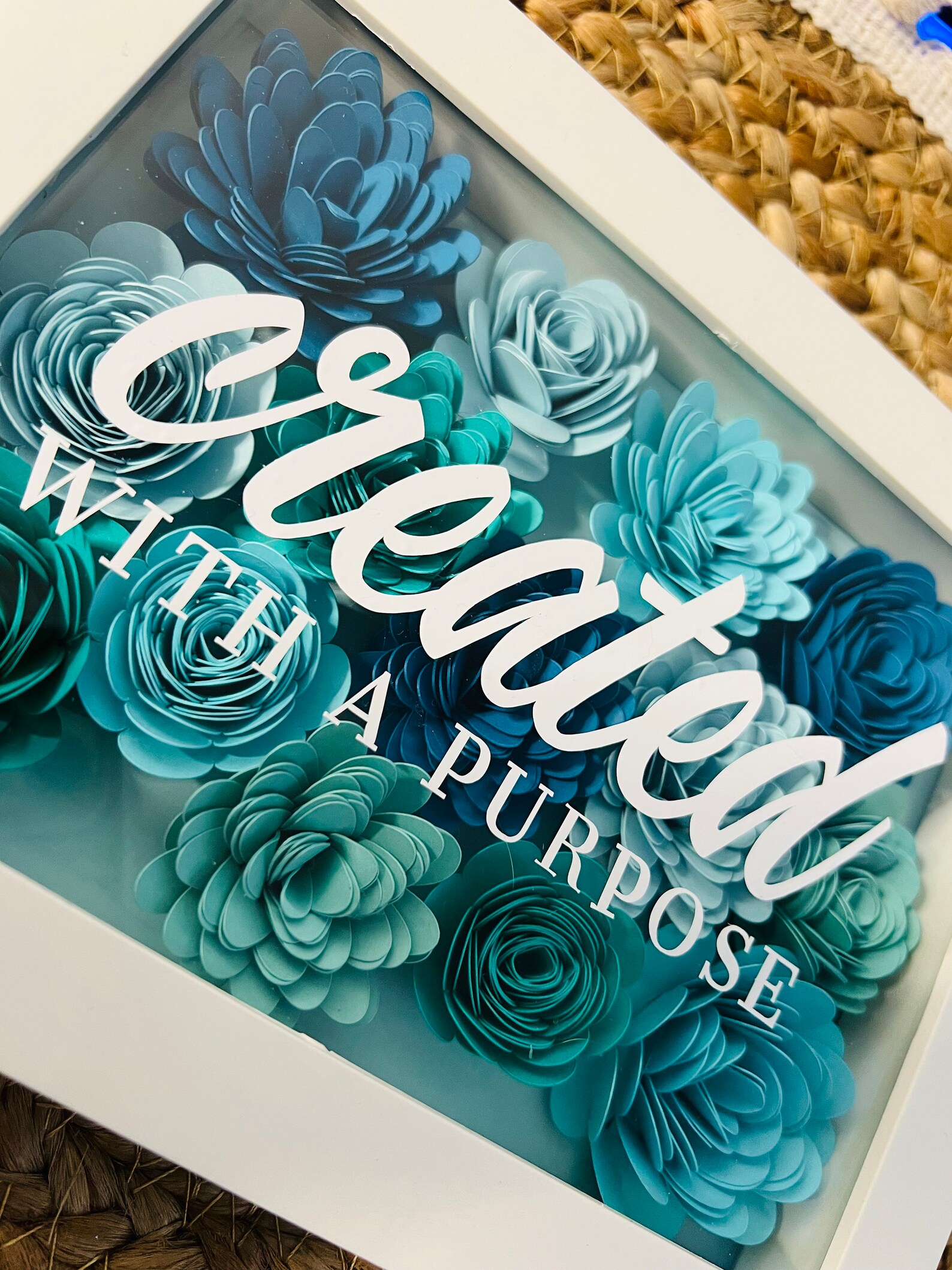 Created With a Purpose Shadow Box | Inspirational Paper Flower Frame ...