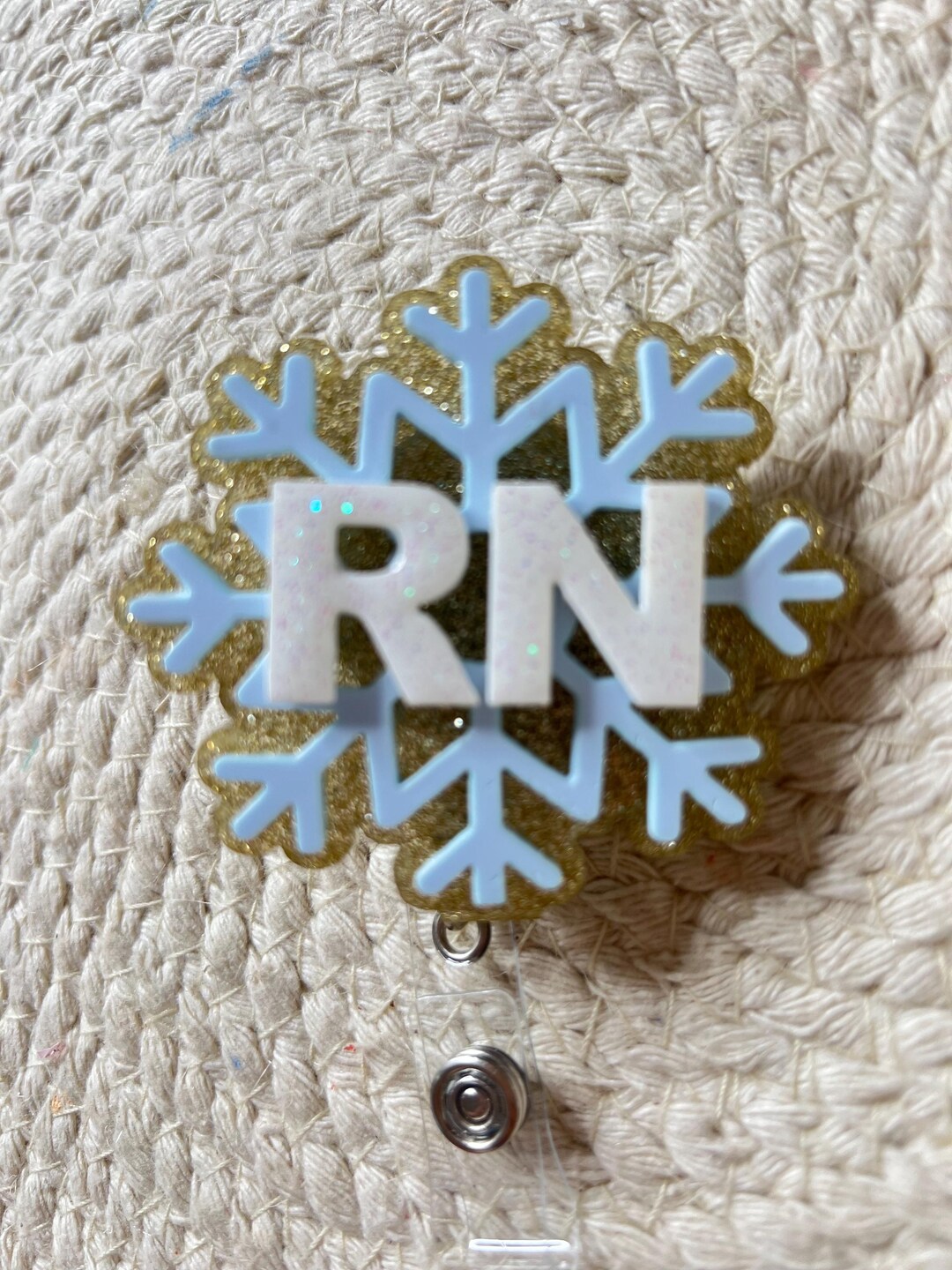 Custom Snowflake Badge Reel, Glitter Christmas ID Holder - Etsy