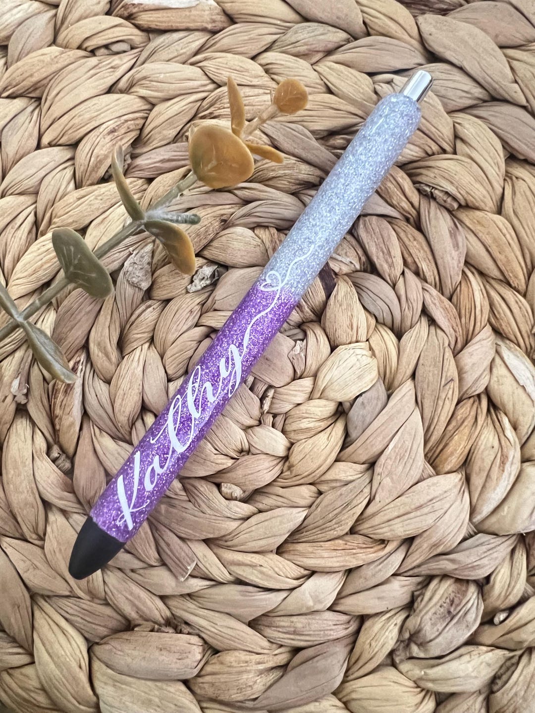 Purple Glitter Pen, Personalized Pen, Glitter Epoxy Pen, Gel Pen ...