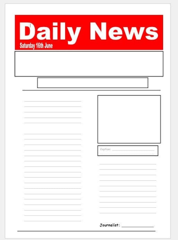 Newspaper Article Writing Template