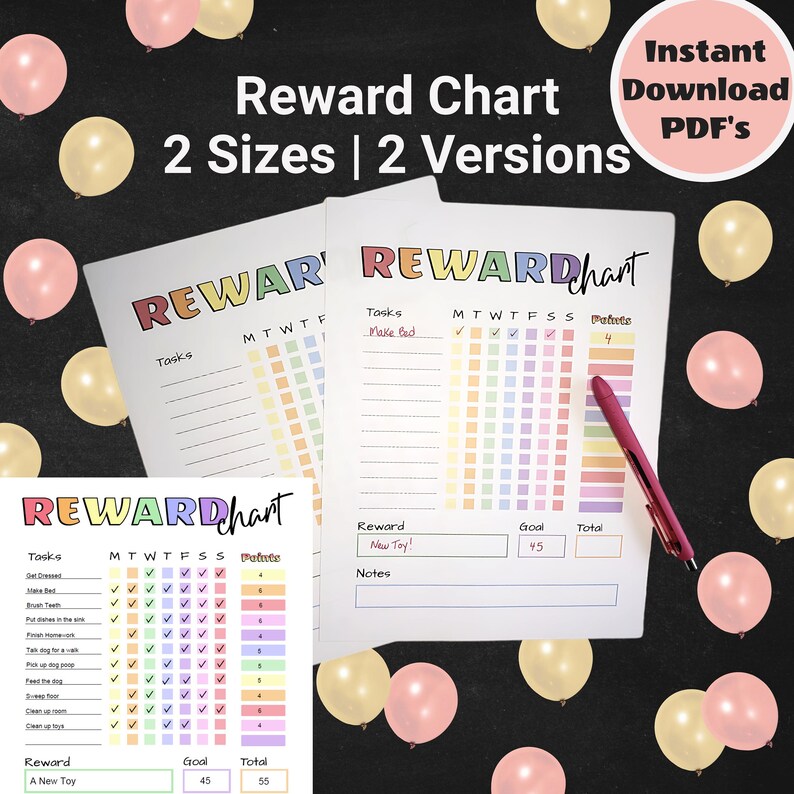 Printable Kids Reward Chart PDF Behavior Tracking Chart Preschool ...